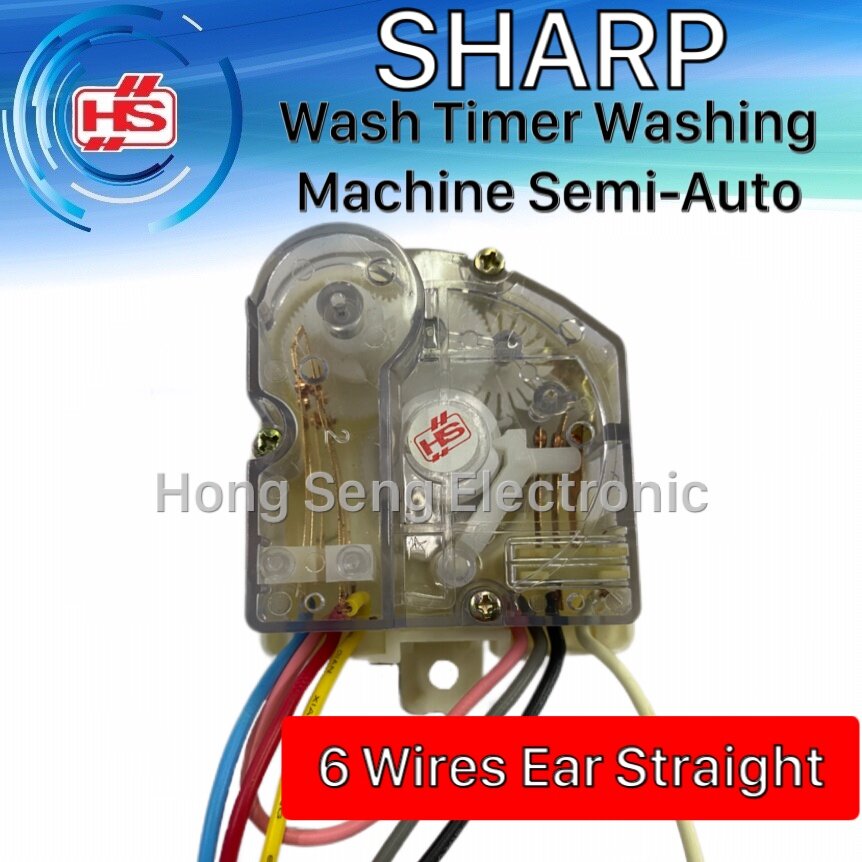 SHARP Wash Timer Washing Machine Semi-Auto 6 Wires (3+3) Ear Straight ...