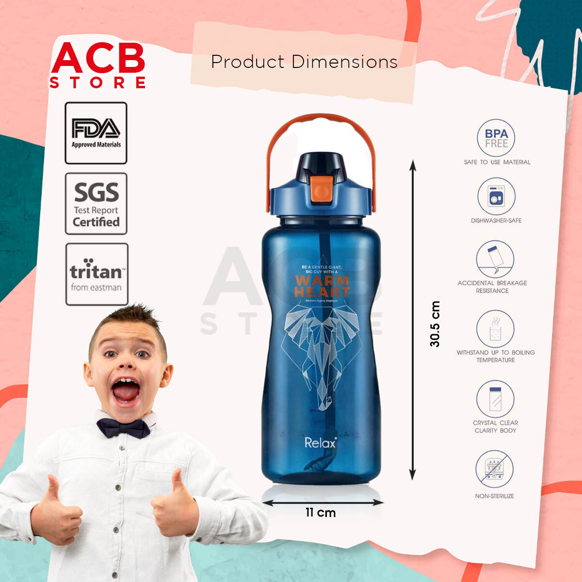 [Best Quality Water Bottles] RELAX Water Bottle FREE Straw | BPA Free ...