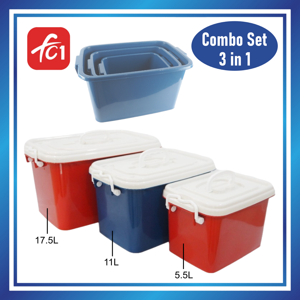 FC1 Combo Set 3 in 1 Multipurpose Storage Box Plastic Container ...
