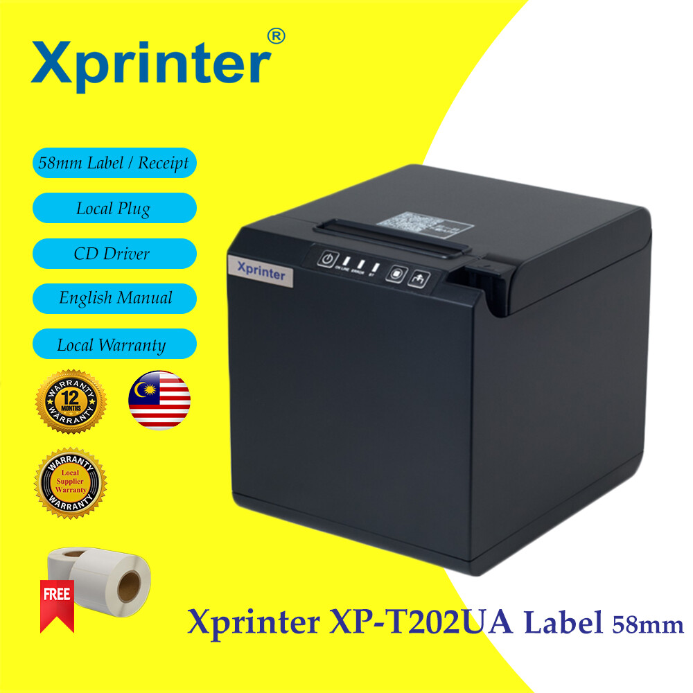 XPrinter XP-T202UA Thermal Barcode / Receipt Printer Label Sticker 58mm ...