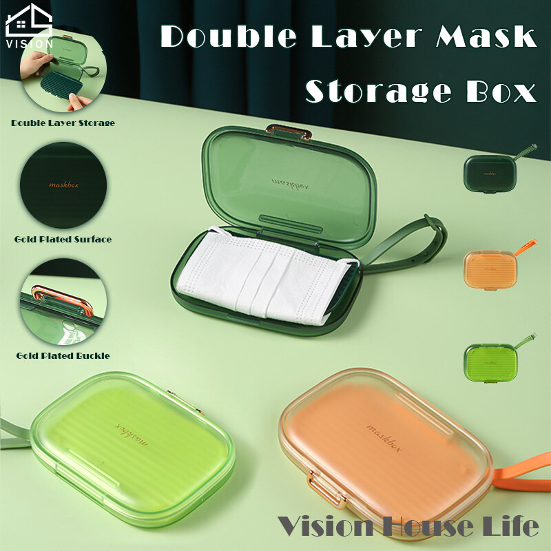 Vision Double Layer Respirator Storage Box Portable Respirator Storage ...