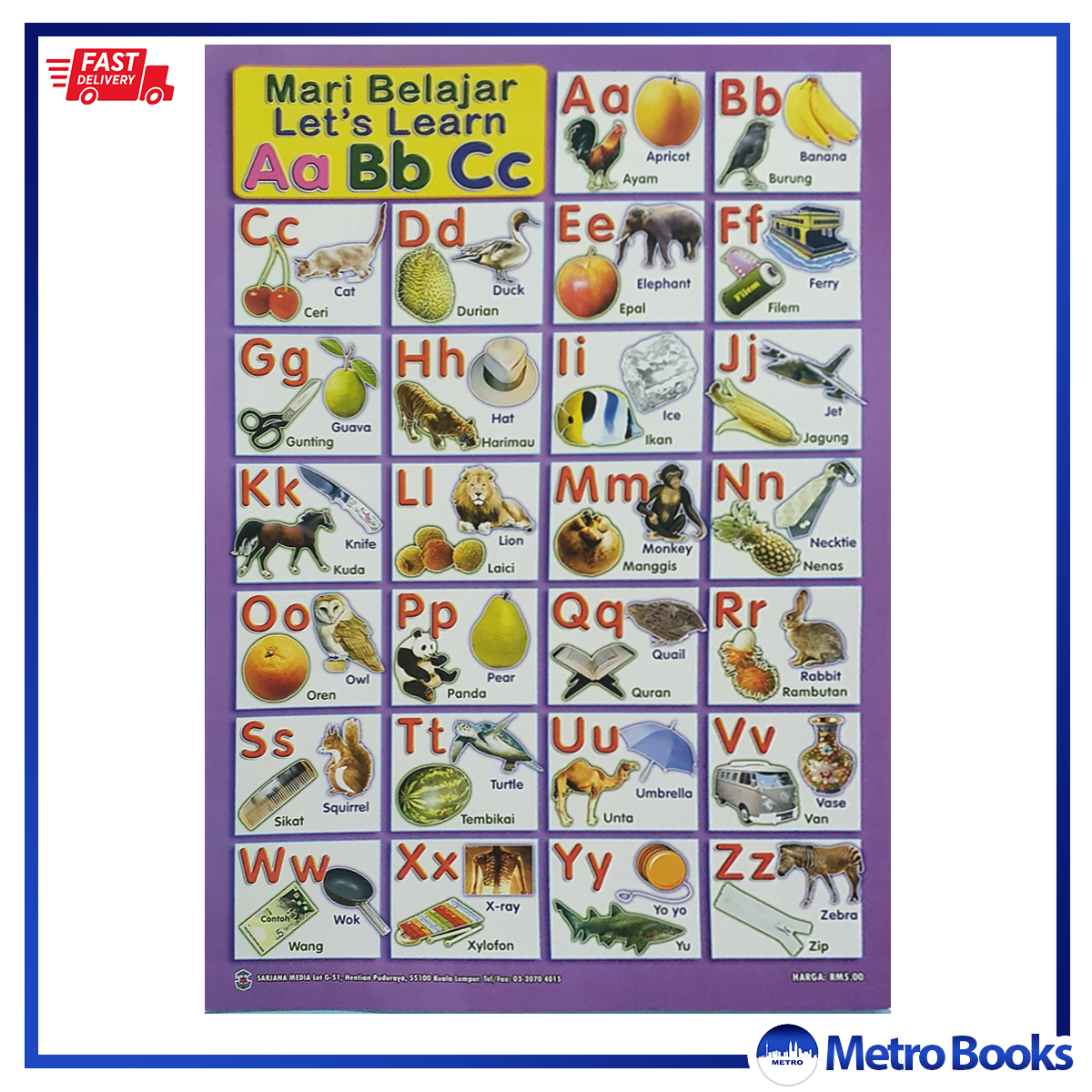 Poster Mari Belajar ABC / Lets Learn ABC (Poster Kanak-Kanak BM-BI ...