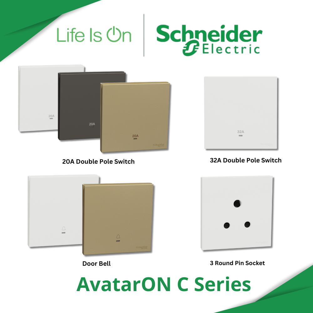 Schneider Electric AvatarOn C Series 250V 16AX 1 Gang / 2 Gang / 3 Gang / 4 Gang / 20A / 32A ...
