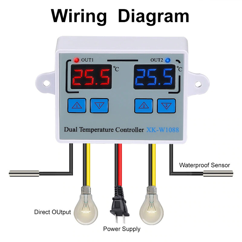 Dual Digital Thermostat Temperature Controller Two Relay Output ...