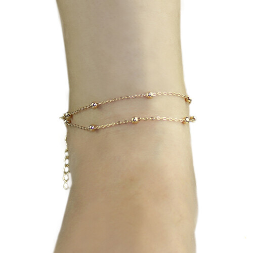 Gravitational wave Sexy Double Layer Bracelet Ankle Chain Anklet Hand Chain Beads Lady Jewelry ...