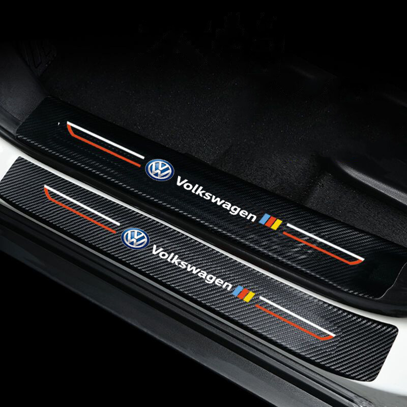 4PCS Carbon Fiber Car Door Sill Protector Sticker For Volkswagen VW ...