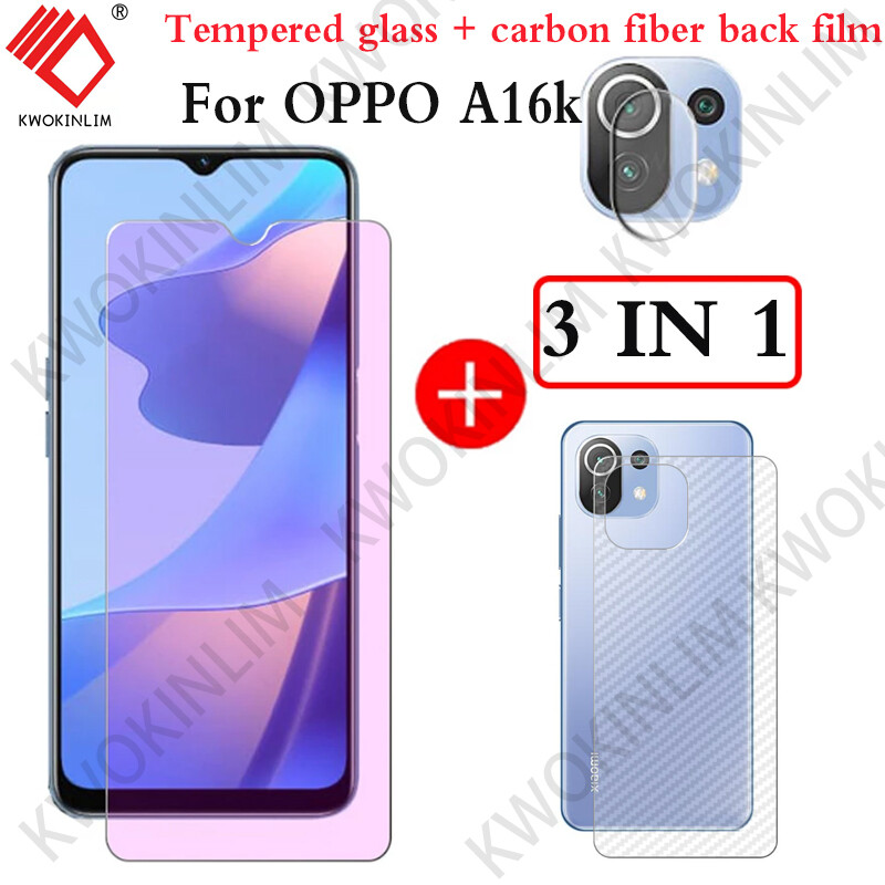 ฟิล์มนิรภัยเต็มหน้าจอสำหรับ OPPO A16K,ฟิล์มกันรอยกระจกนิรภัยคาร์บอนไฟ ...