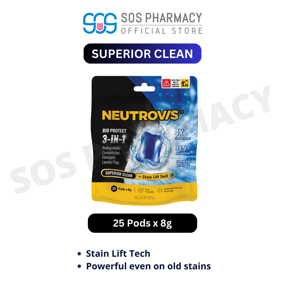 NEUTROVIS Bio Protect 3-in-1 Laundry Pods (8g x 25 Pods) (Colour Fresh ...