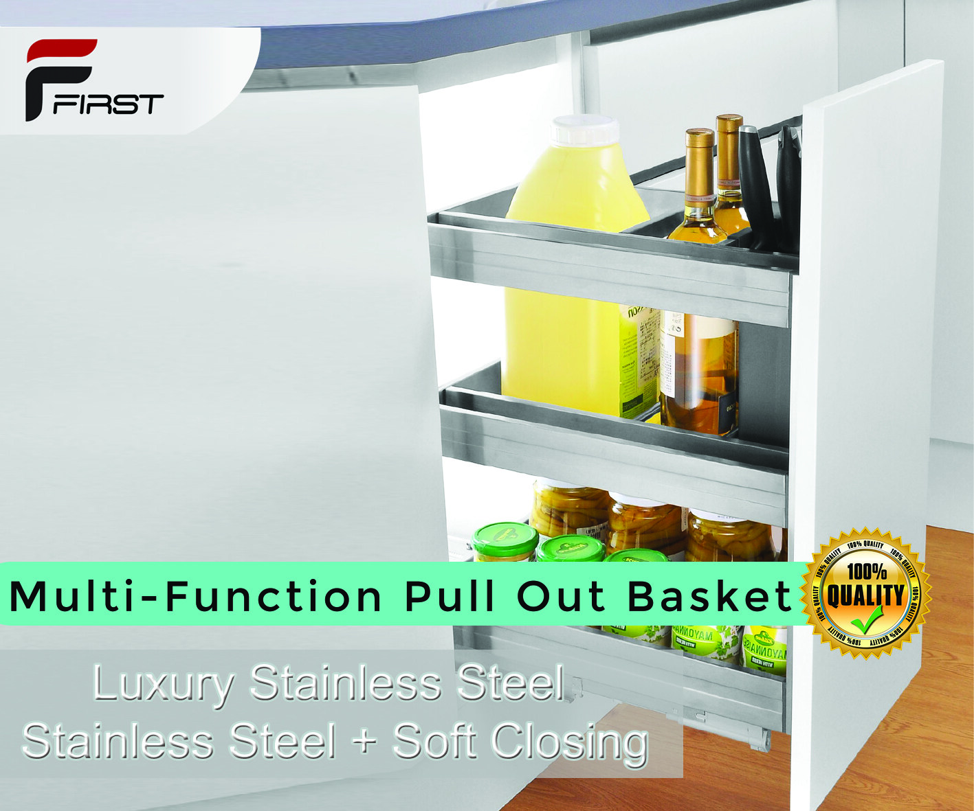 LUXURY STAINLESS STEEL-Kitchen Multi-Function Pull Out Basket BBP ...