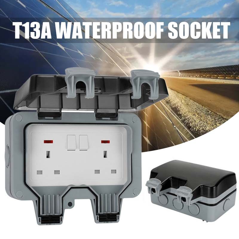 Waterproof Outdoor 13A 2 Gang IP66 Storm Switched Socket Double Outside ...