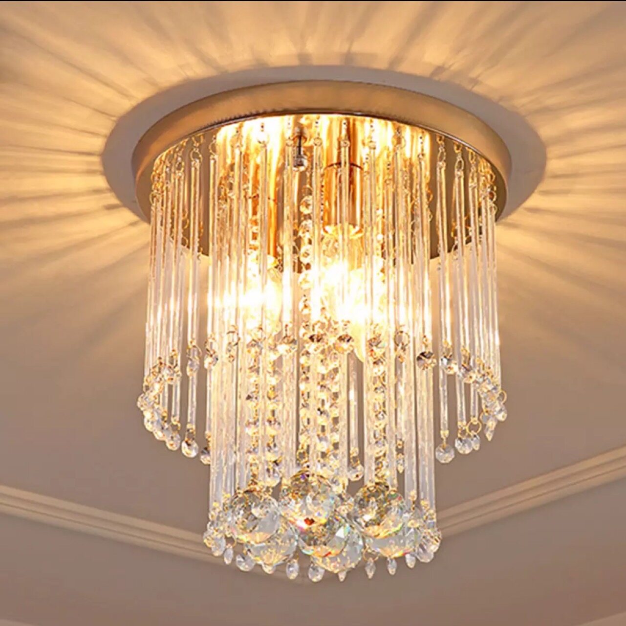 Elegant Modern Ceiling Lights Crystal Chandelier LED Ceiling Lamps ...