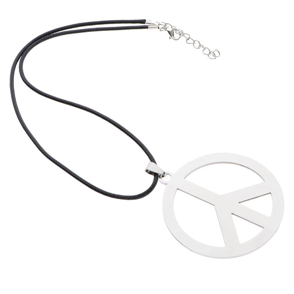 NIAOHAI Classic Peace Sign Love Hippie Pendant Leather Necklace for ...