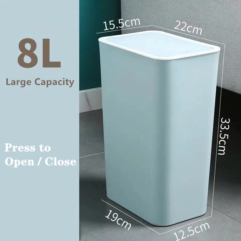 Trash Can, 8 Liter Plastic Slim Garbage Container Bin available with ...