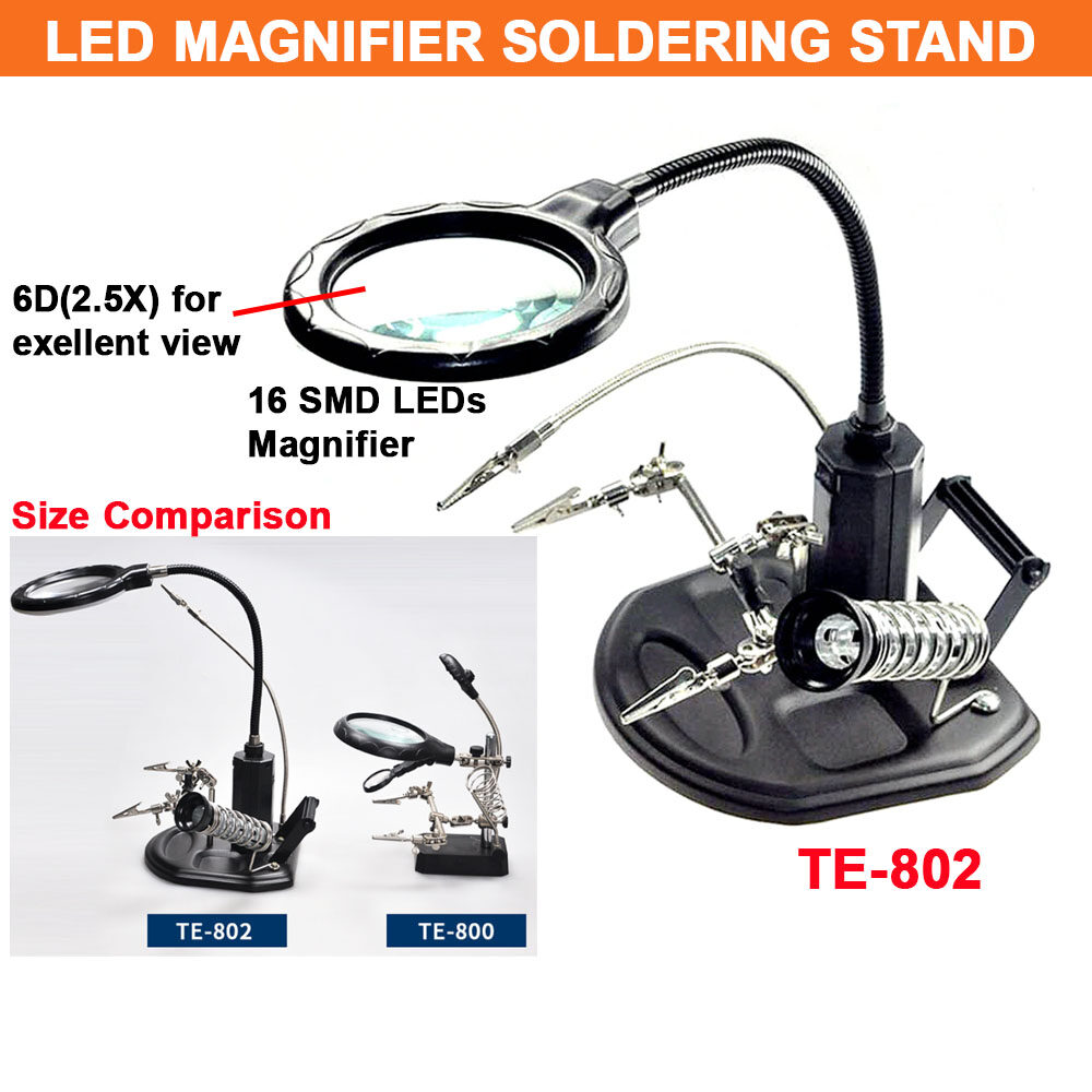 16 SMD LEDs Light Helping Hands Magnifier Soldering Station with ...
