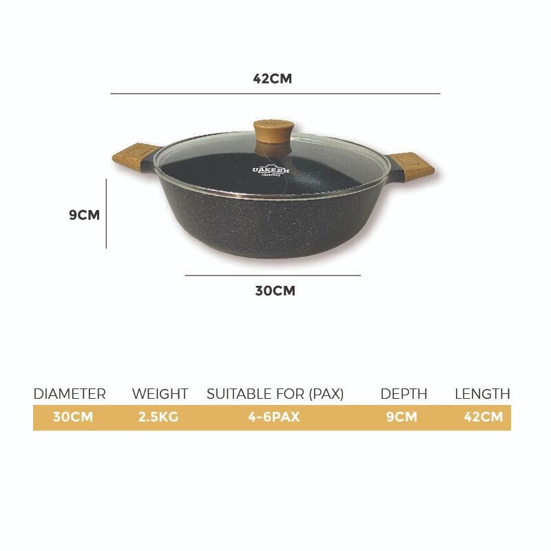 [UAKEEN GERMANY] 30CM Die Cast Granite Steamboat Style Dual Compartment ...