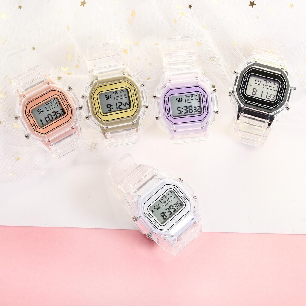 New Fashion Transparent Digital Watch Square Women Watches Sports ...