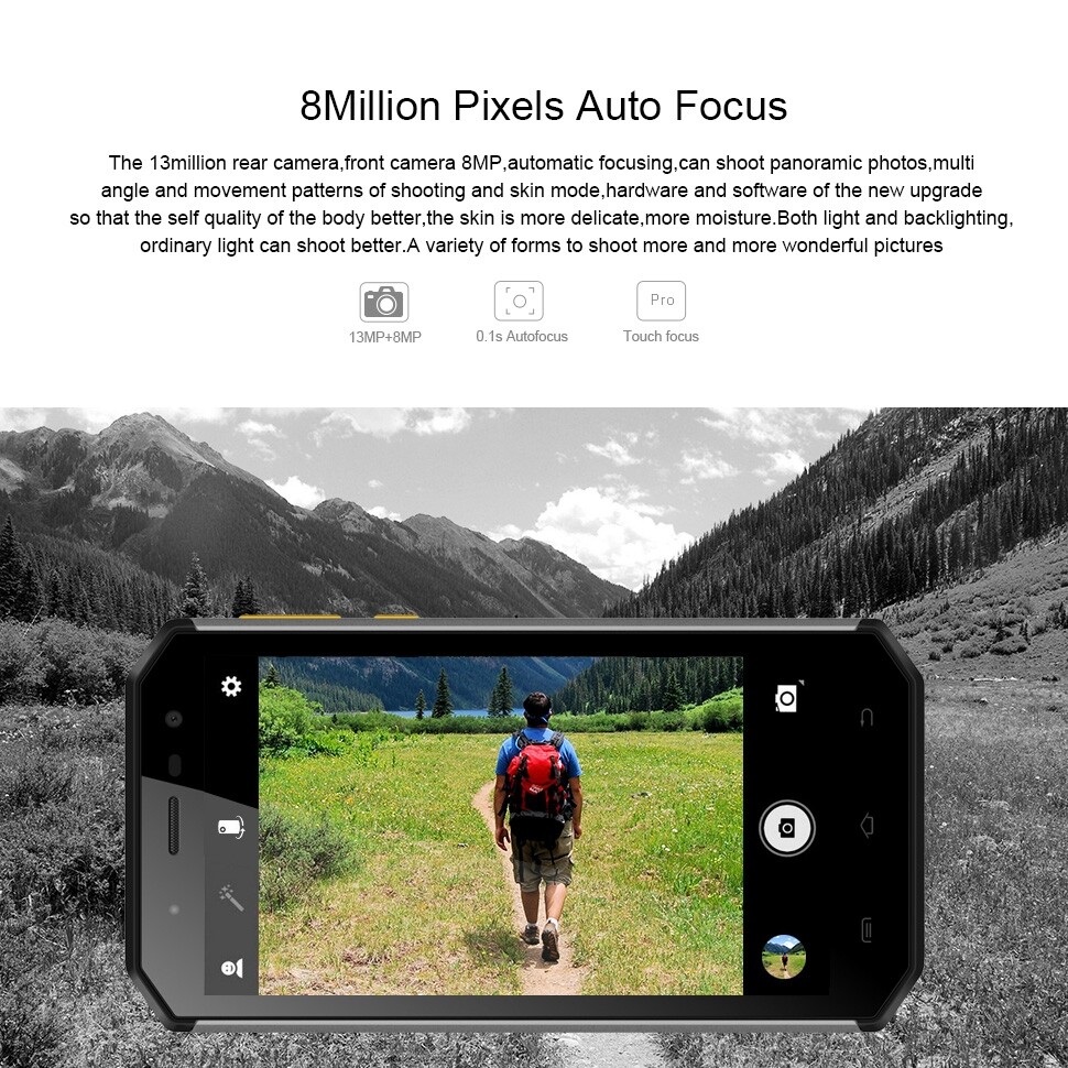 E & L S50, 3GB + 32GB, IP68กันน้ำกันกระแทกป้องกันฝุ่น,ลายนิ้วมือ,5.0นิ้ว Android 6.0 MTK6753 ...