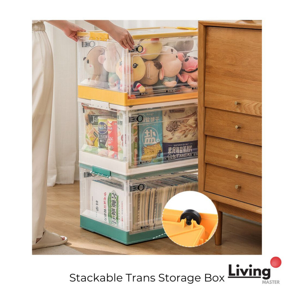 Foldable Storage Box Stackable Transparent Storage Box Large Capacity ...