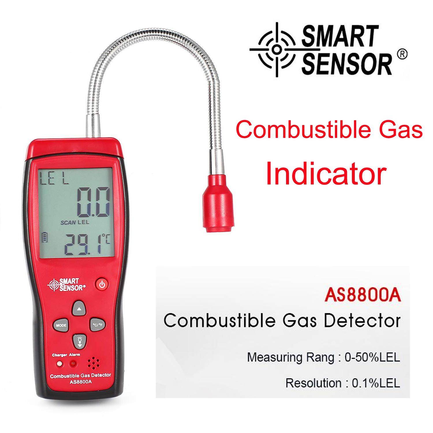 Smart Sensor AS8800A Digital Combustible Gas Analyzer Air Tester Sound ...