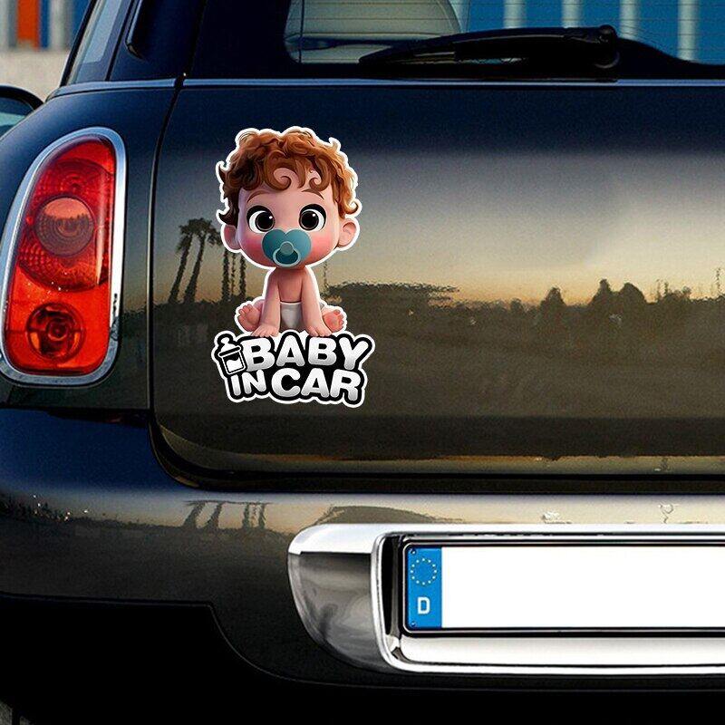 20976# Self-adhesive Vinyl Decal Boy Baby in Car Sticker Waterproof ...