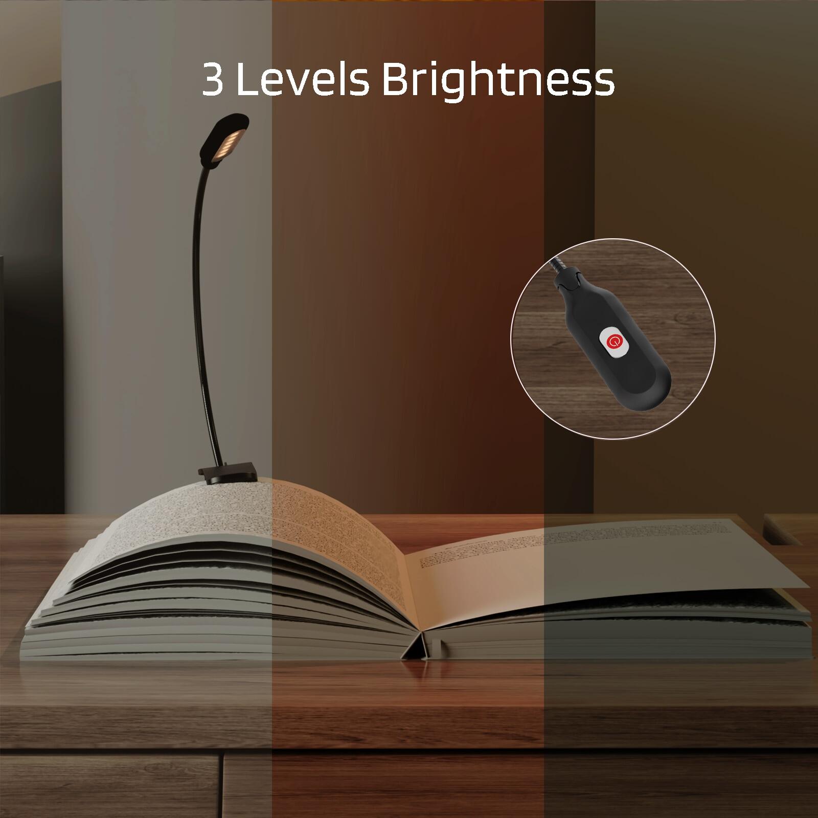 AXX Amber Clip Book Light Reading Light for Bed LED Portable Small ...