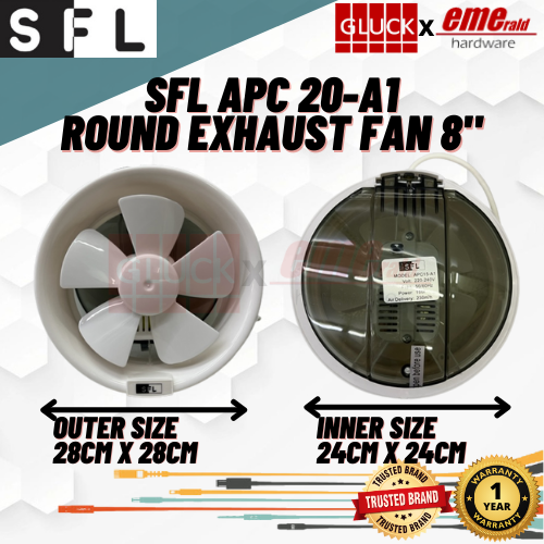 APC SFL GLASS MOUNTED EXHAUST VENTILATING FAN FOR GLASS WALL | Lazada