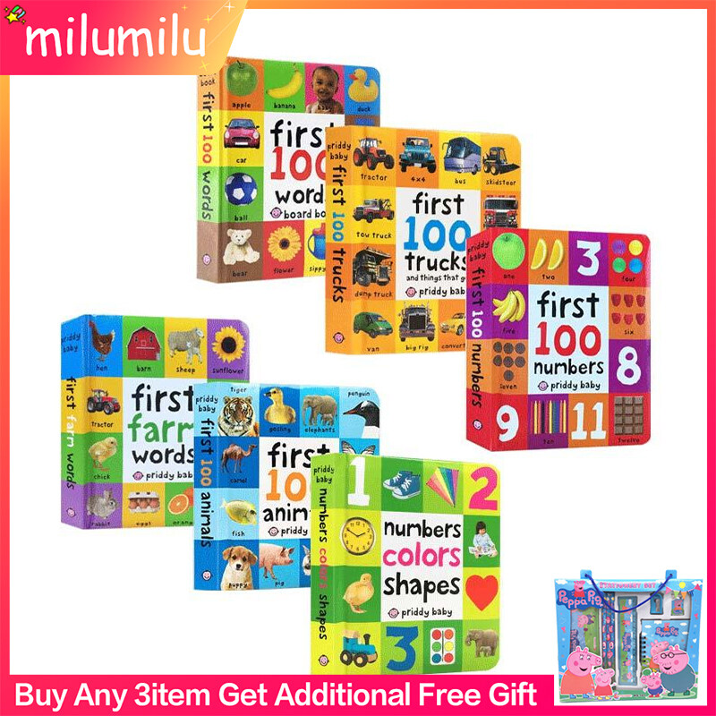 6Pcs Priddy เด็ก: First 100คำภาษาอังกฤษต้นฉบับหนังสือนิทานยอดนิยม ...