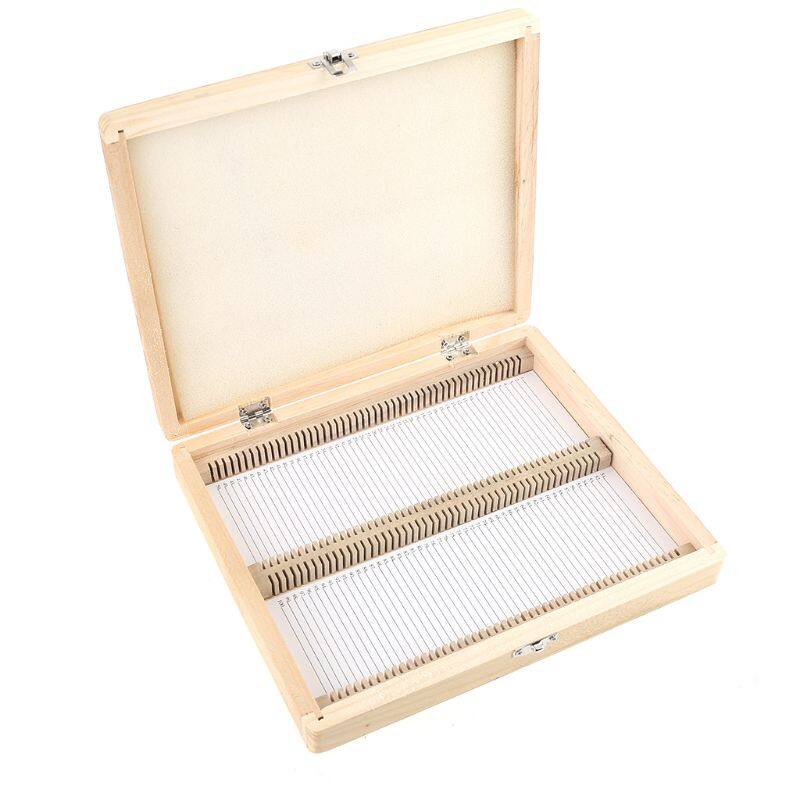 100-Places Digital Microscope Slides Storage Box Biological Wooden ...