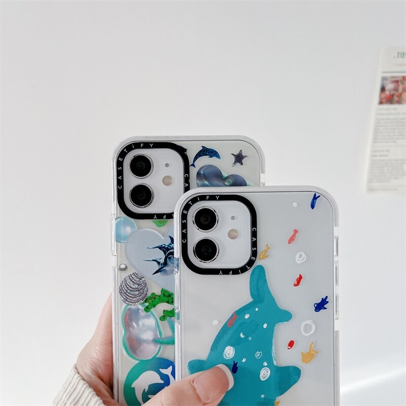 พร้อมสต็อก TiFY【Dolphins Sharks】Soft ซิลิโคน TPU Case iPhone สำหรับ13 ...