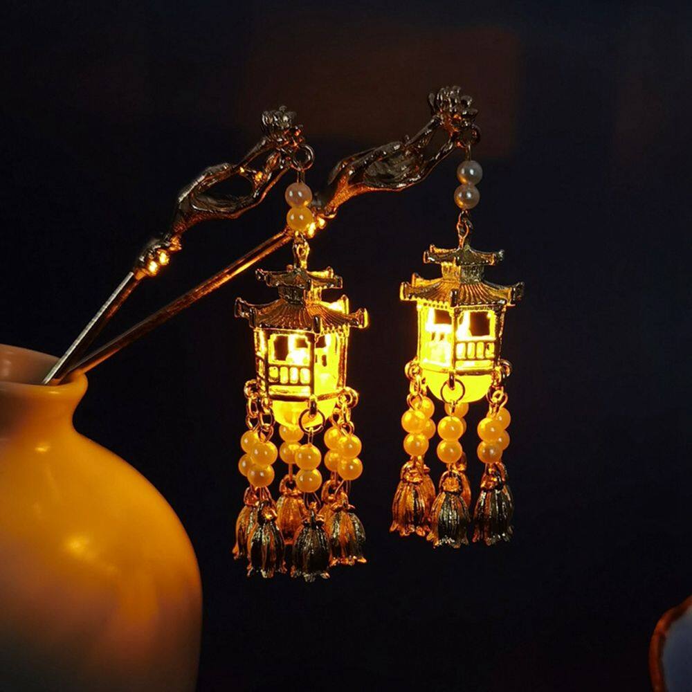 HHGY Super Fairy Classica ผู้หญิง Pearl Glow Hairpin Pavilion จี้สาว ...