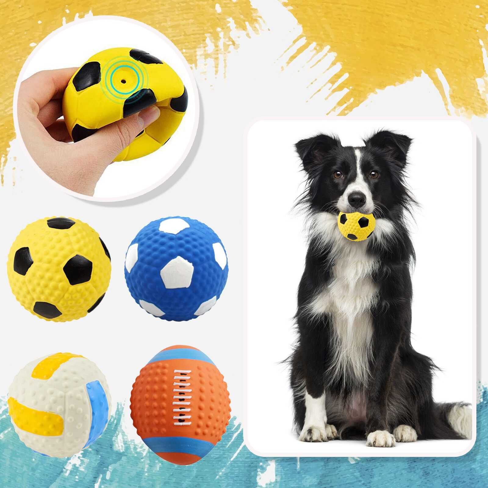 Squeaky Dog Toys Soft Latex Rubber Squeaky Dog Ball For Small Puppies ...