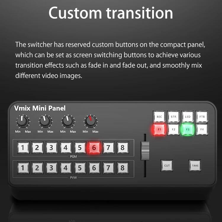 แผงควบคุม TYST Vmix Mini Switcher MIDI2.0สวิตช์บันทึกวิดีโอสำหรับ Vmix OBS การออกอากาศทางทีวี ...