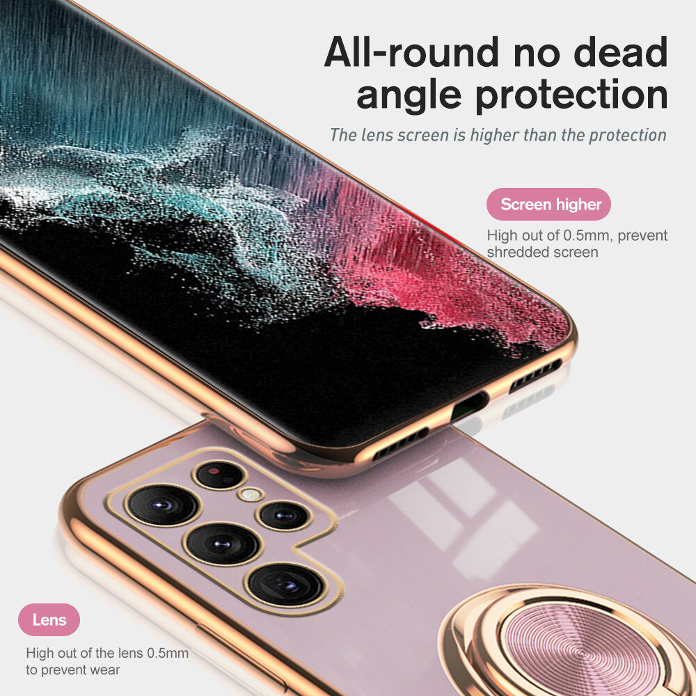สำหรับ Samsung Galaxy S22 Ultra Case 6D ชุบกันกระแทก Soft Cover ...