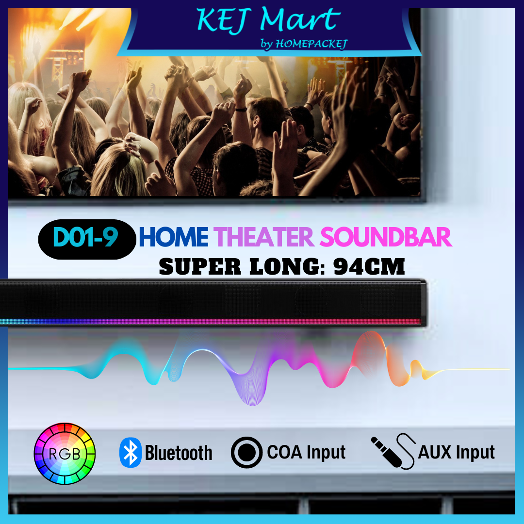 D01-9 RGB 94cm Long Soundbar Home Theater Wall Soundbar Bass TV ...