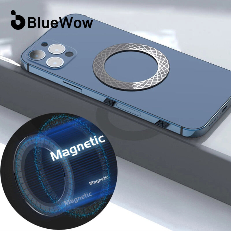 แม่เหล็กในตัว BlueWow T12แผ่นโลหะแม่เหล็กแหวนสติกเกอร์สำหรับเครื่องชาร์จไร้สาย Magsafe แม่เหล็ก ...