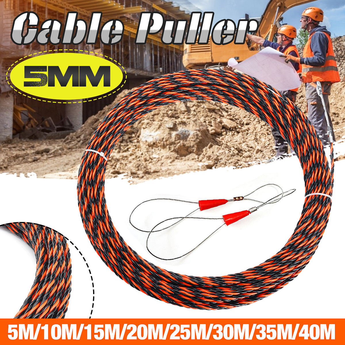 5~40M Fiberglass Nylon Cable Puller 5mm Fiber Optic Electrical Wire ...