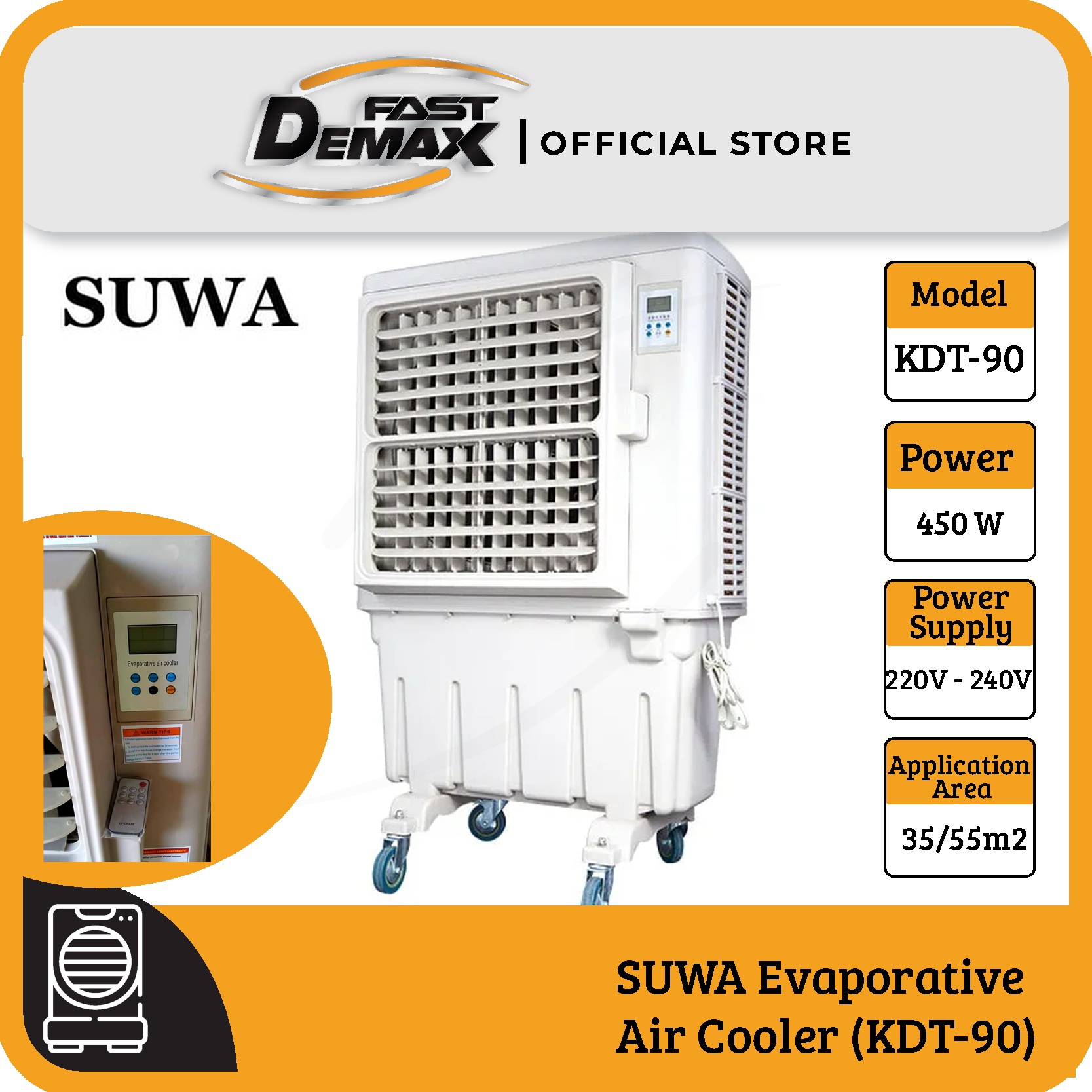 SUWA Evaporative Air Cooler (KDT-90) Speed Adjustable Remote Control ...