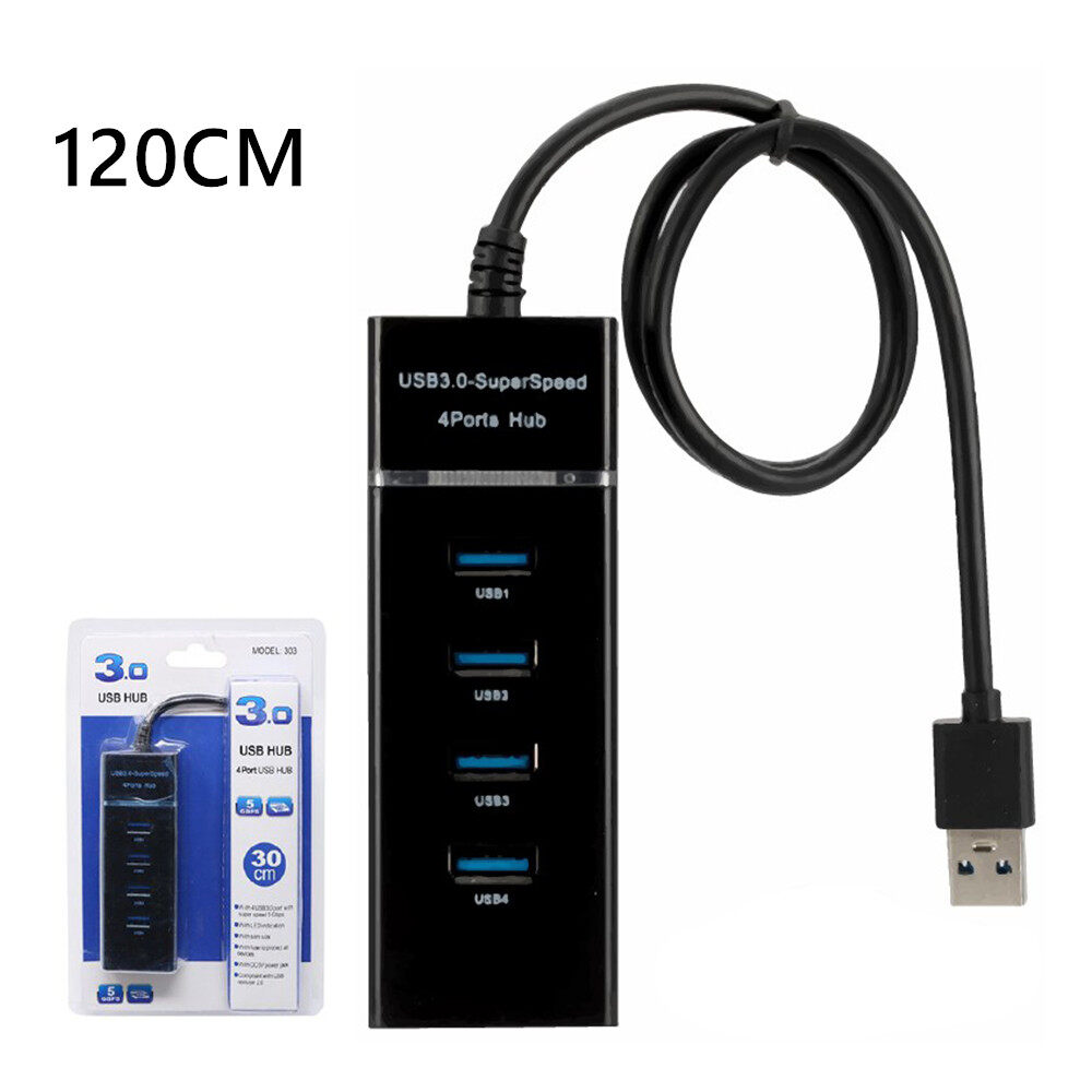 USB Hub 3.0 Port Extension Cable High Speed 4 Port Multi Splitter USB ...