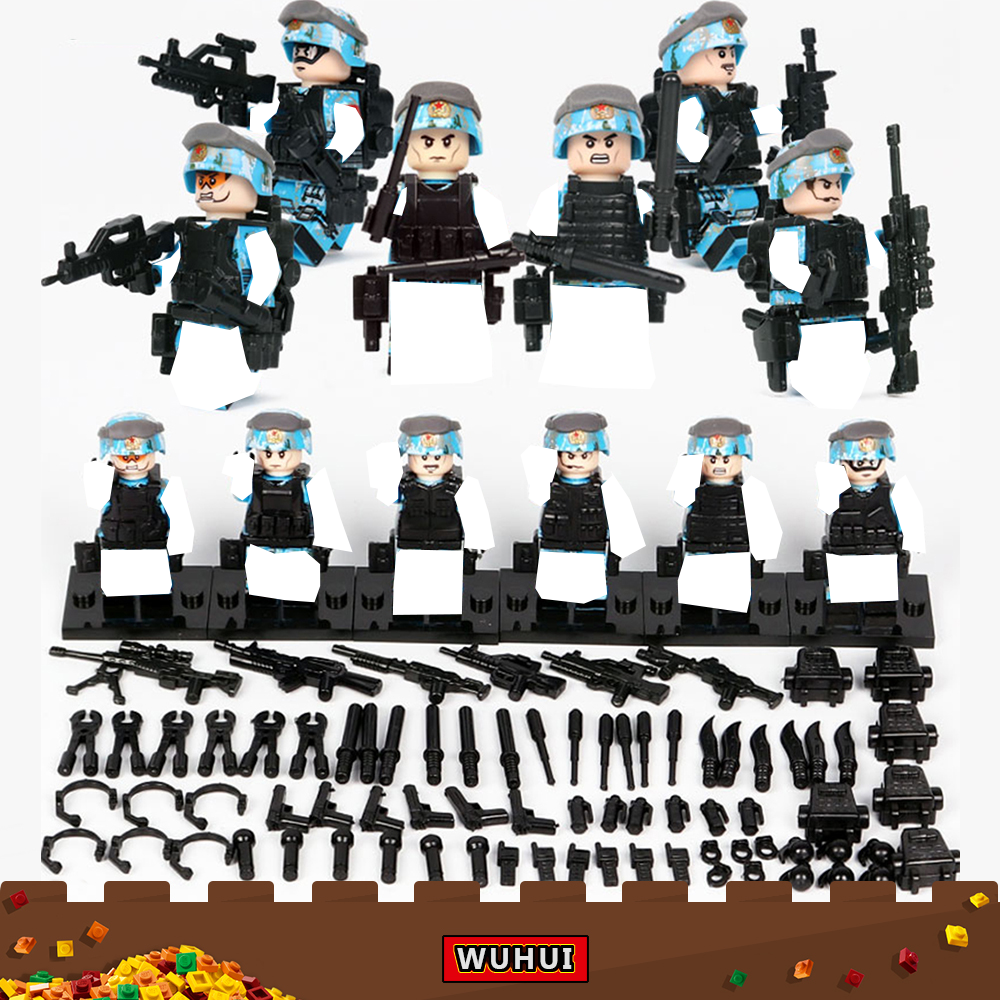 WUHUI 6PCS SWAT Military Army WW2 Minifigures Toy Building Kit Building ...