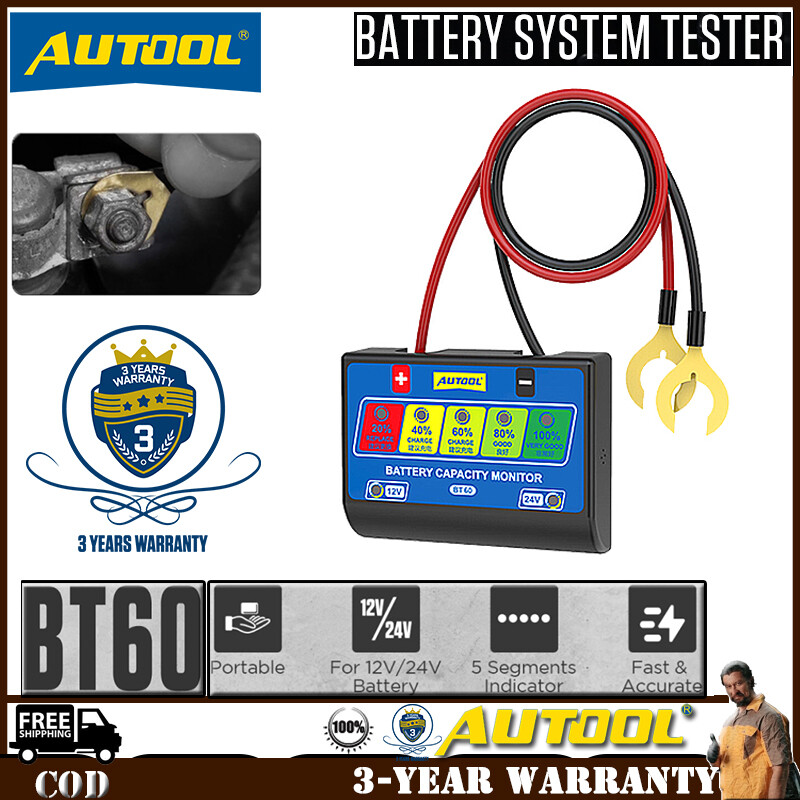 AUTOOL เครื่องทดสอบแบตเตอรี่รถยนต์ BT60,เครื่องวิเคราะห์แบตเตอรี่ ...