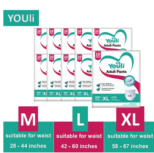 YOULI Breathable Adult Diapers (2000ml x 100 Pcs) | Lazada