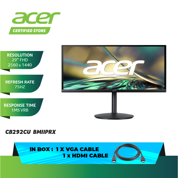 Acer LED Monitor - Black (29" FHD) CB292CU BMIIPRX | Lazada