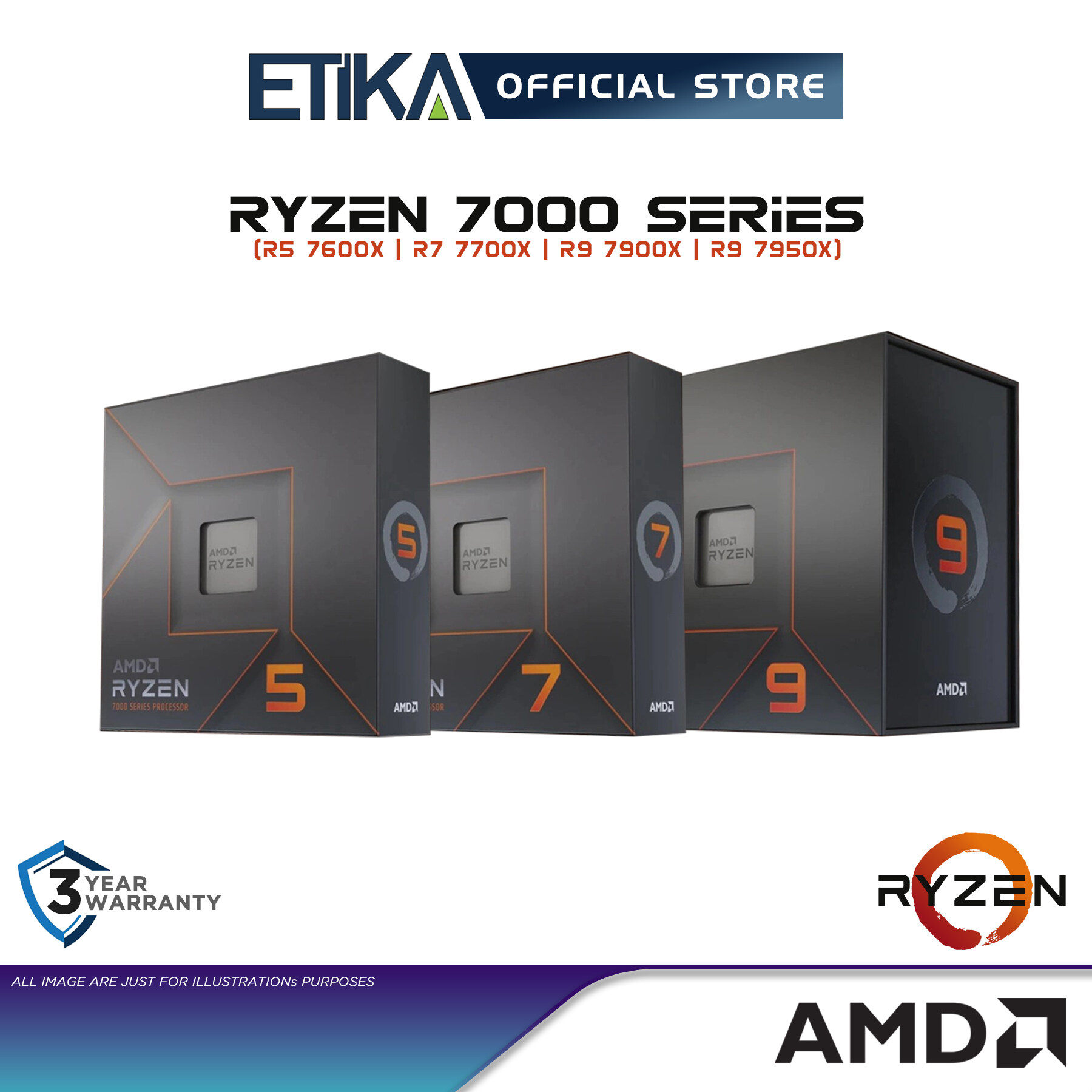AMD Ryzen 7000 Series Gaming Desktop PC Processor | Ryzen 5 7600X | Ryzen 7 7700X | Ryzen 9 ...