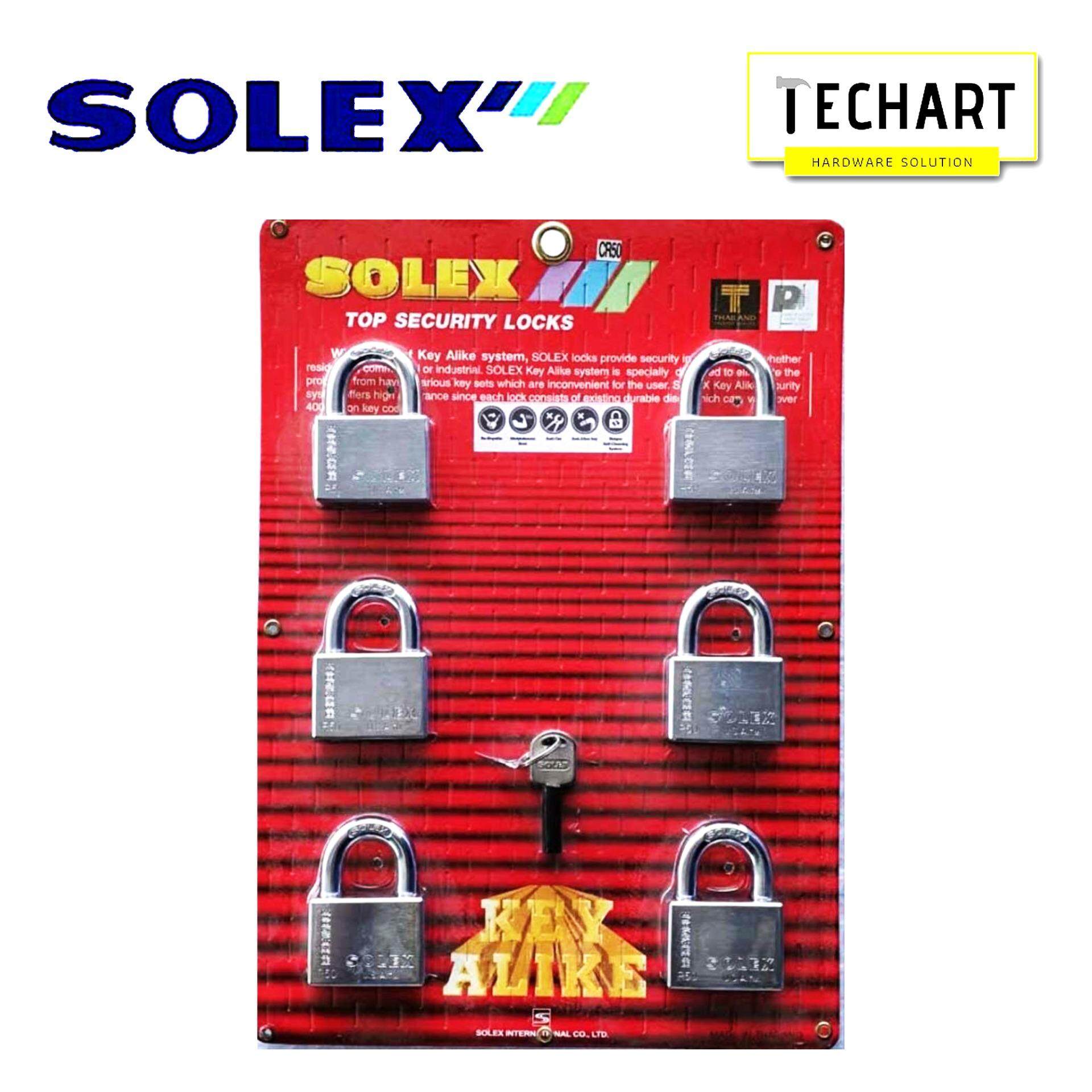 Original Solex Rekeyable 50mm-CR 6pcs Top Security Key Alike PadLock ...