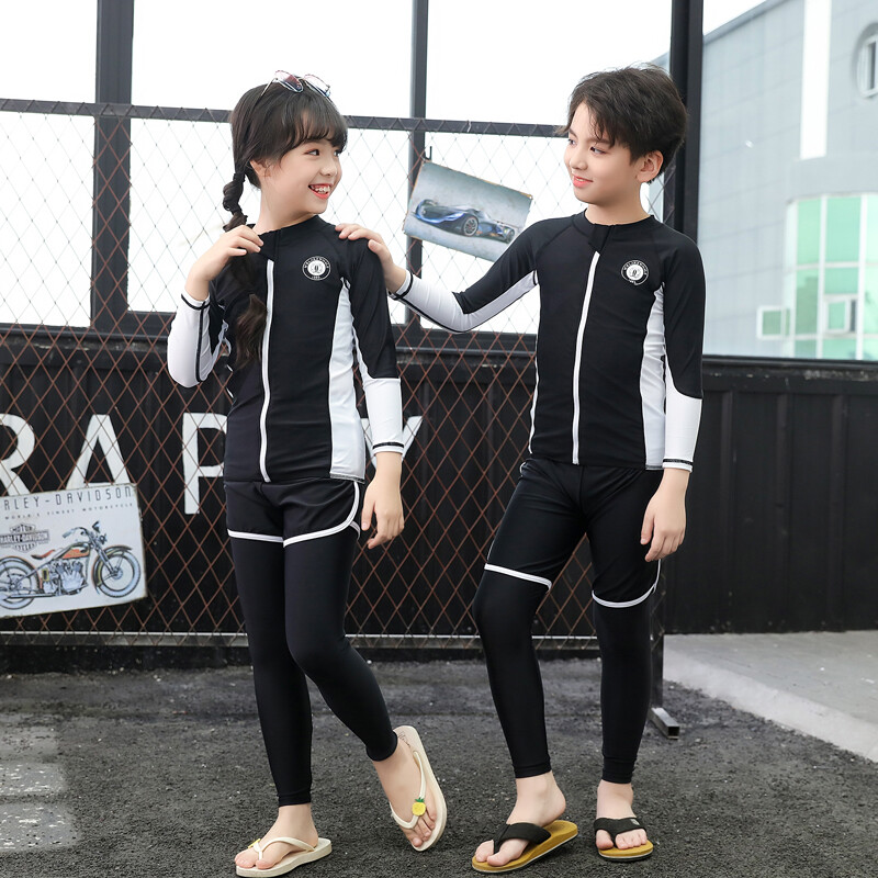 แขนยาวชุดว่ายน้ำผู้หญิงหนึ่งชิ้นชุดว่ายน้ำซิป Rash Guards Slim สาวฤดู ...