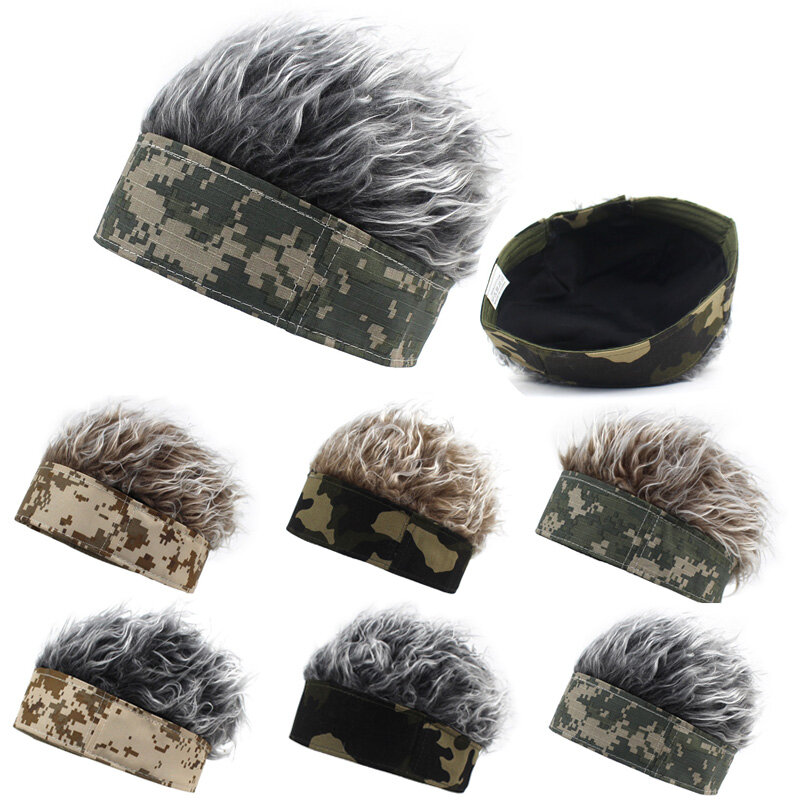 Men Adjustable Wig Hair Cap Camouflage Landlord Wig Hat Hip Hop Cool ...