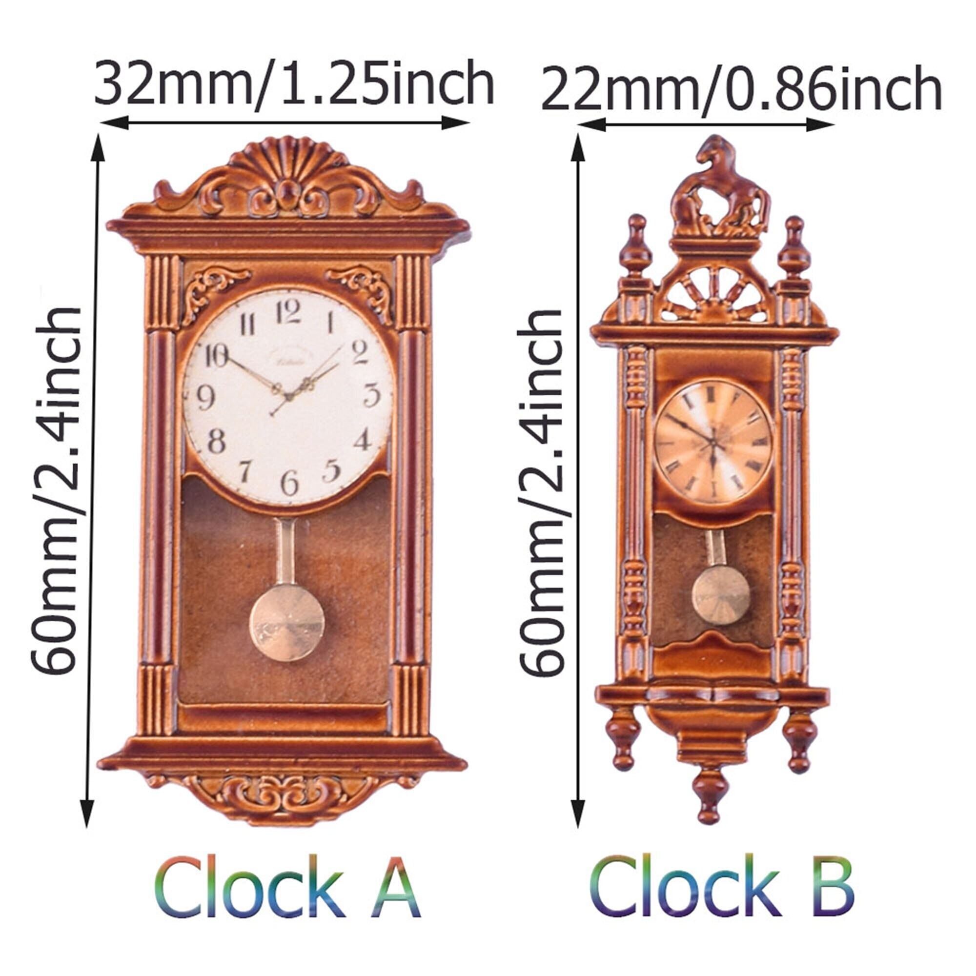 [Hot K] Miniature Vintage Pendulum Wall Clock Exquisite Antique Wooden ...