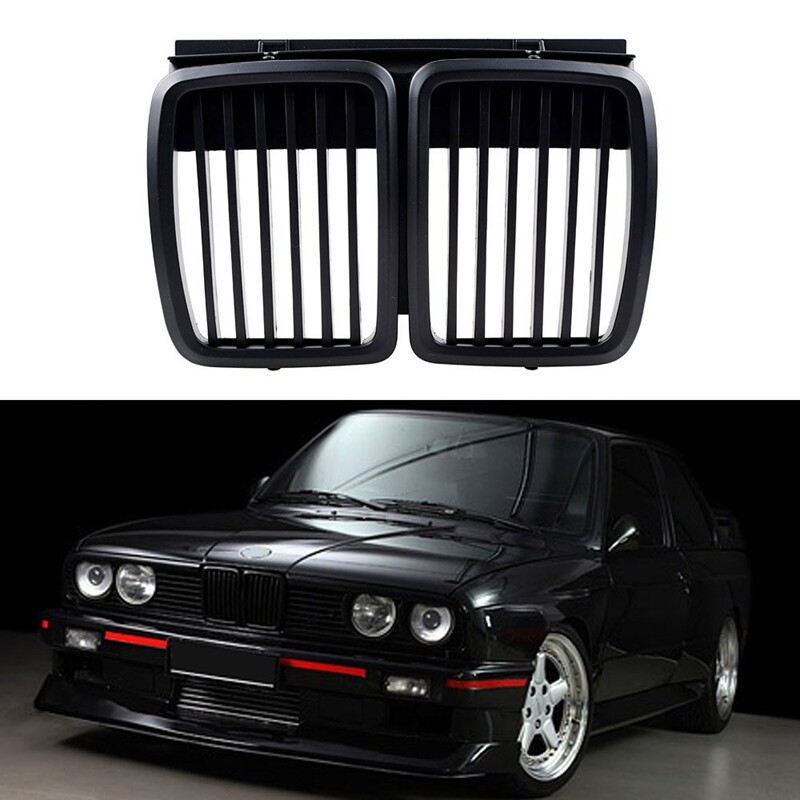 Car Gloss Black Front Hood Kidney Double Line Grill Mesh Sport Racing ...