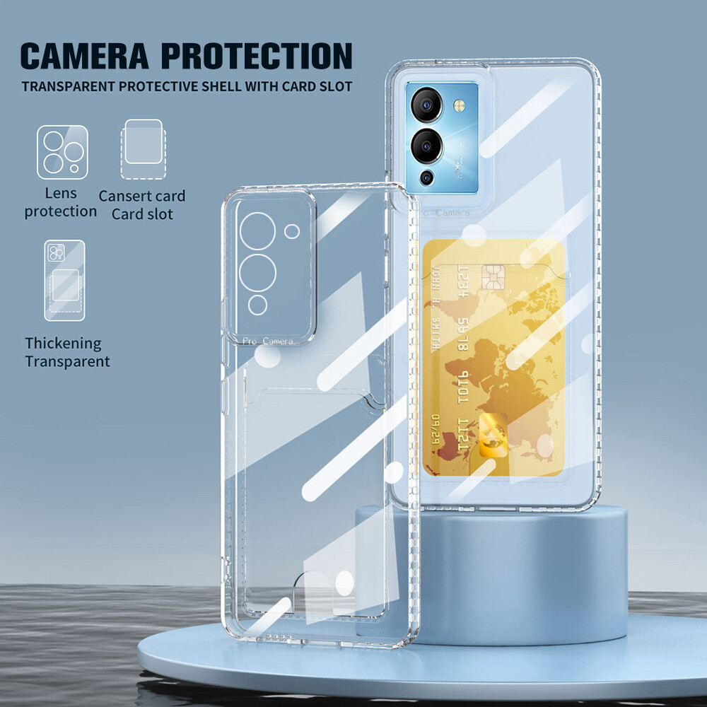 TransparentFor Infinix Note 12 G96 Case Clear Card Wallet Back Soft TPU ...