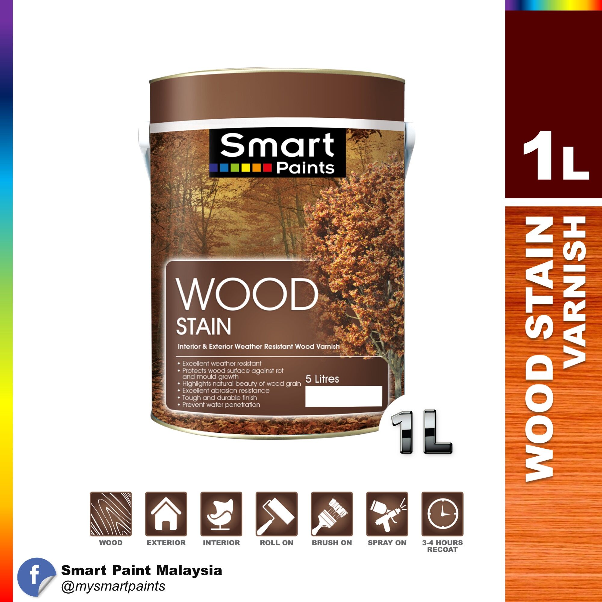 1LITER SMARTPAINTS (TOPLUS) WOOD STAIN ~VANISH | Lazada